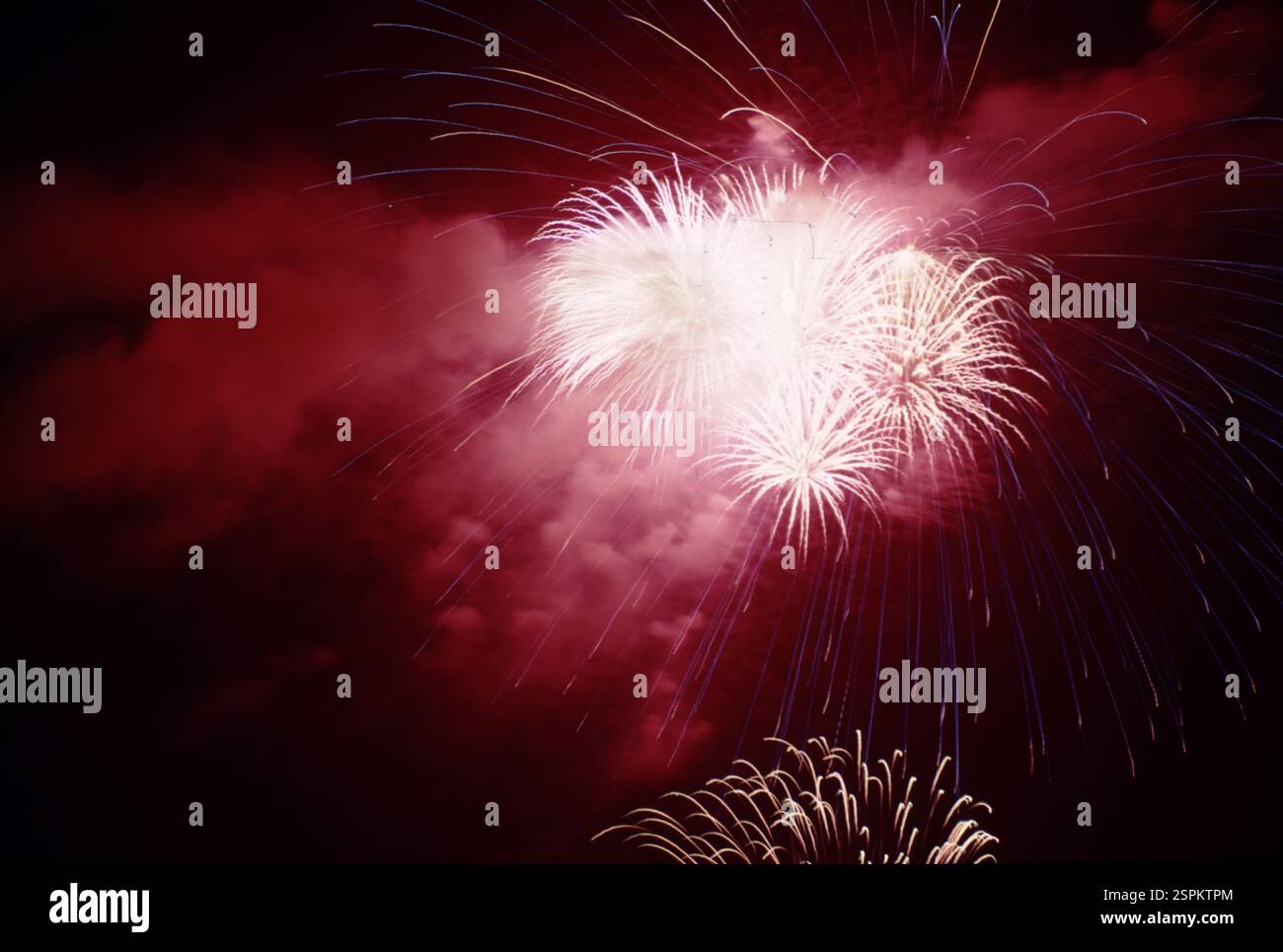 Long Beach CA USA July 4, 1982. Beautiful fireworks display in the Long ...