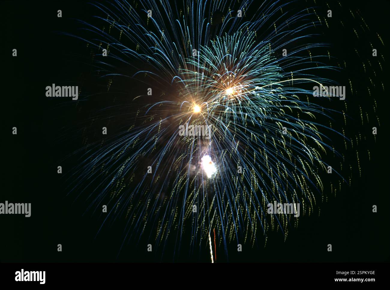 Long Beach CA USA July 4, 1982. Beautiful fireworks display in the Long ...