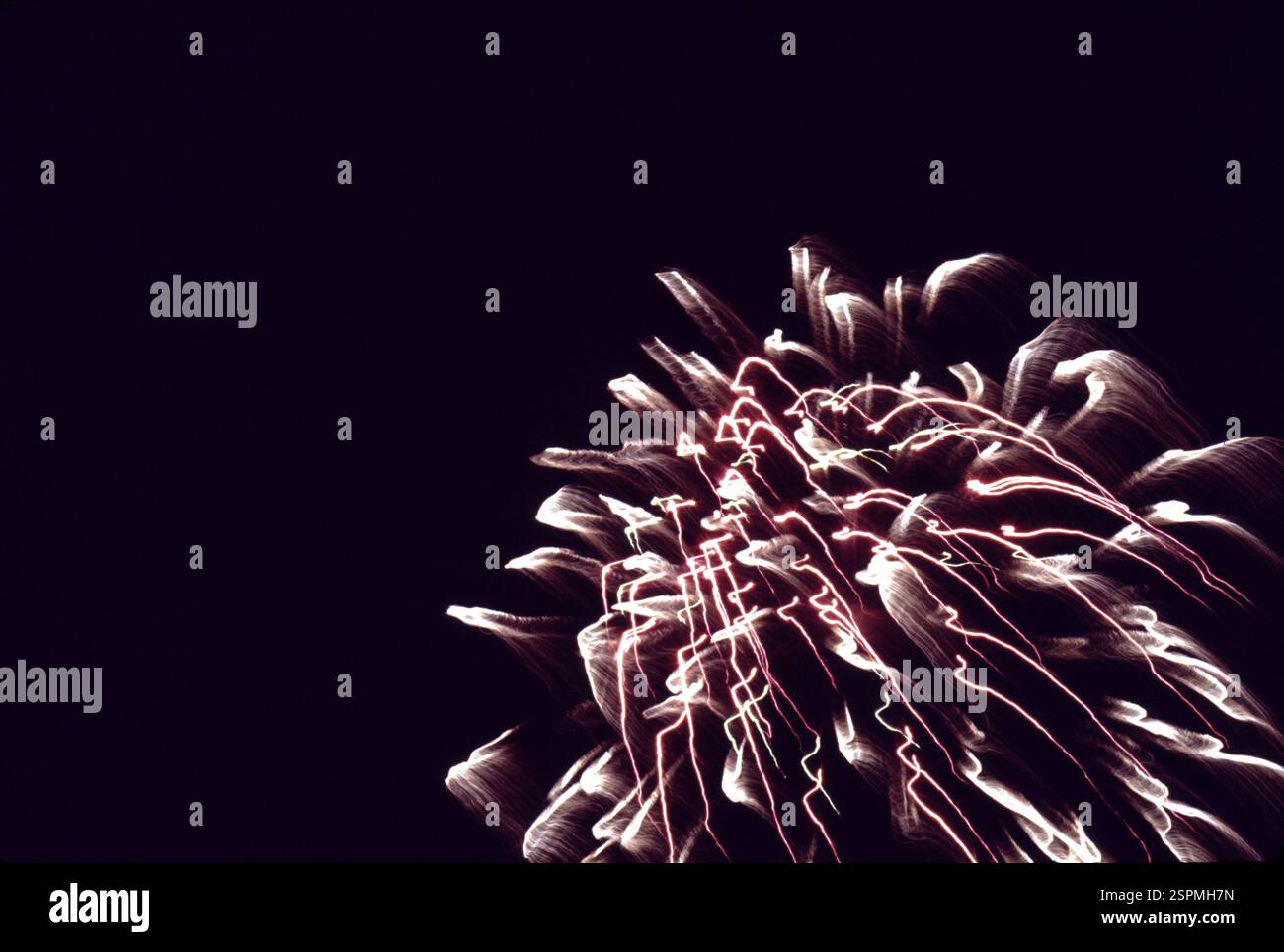 Long Beach CA USA July 4, 1982. Beautiful fireworks display in the Long ...