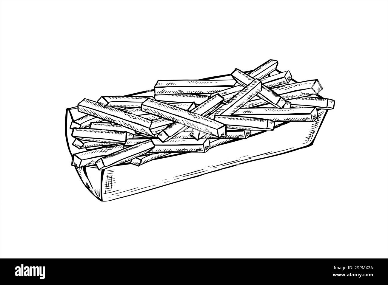 French fries in bio takeaway cardboard container vector illustration ...