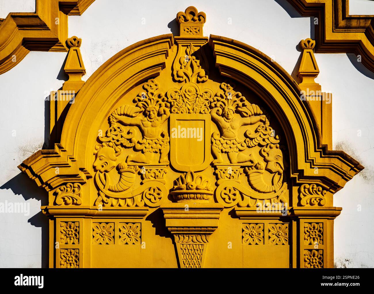 A detailed architectural relief featuring intricate designs, including ...