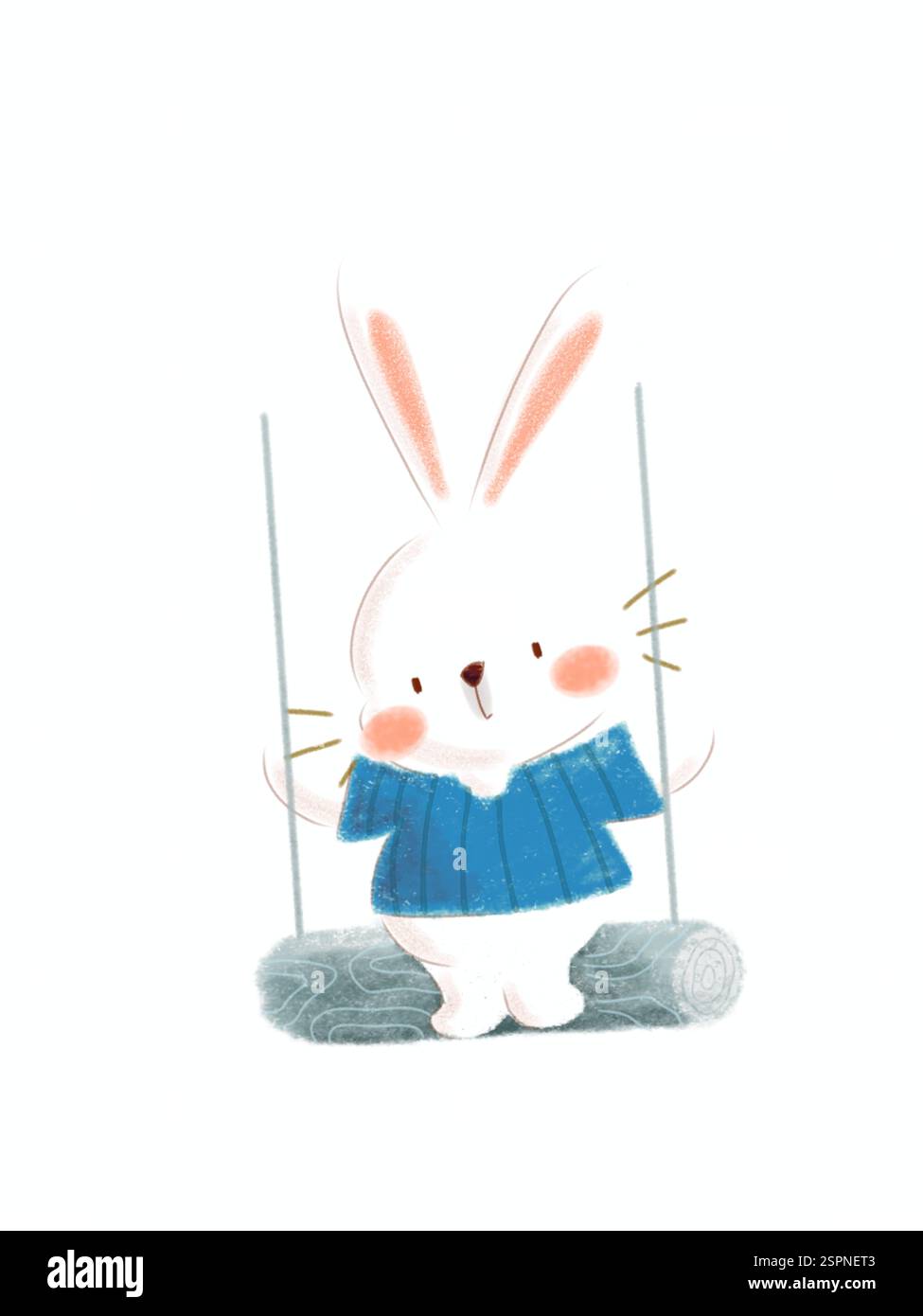 cute bunny is playing swing illustration isolated. Bunny easter drawing ...