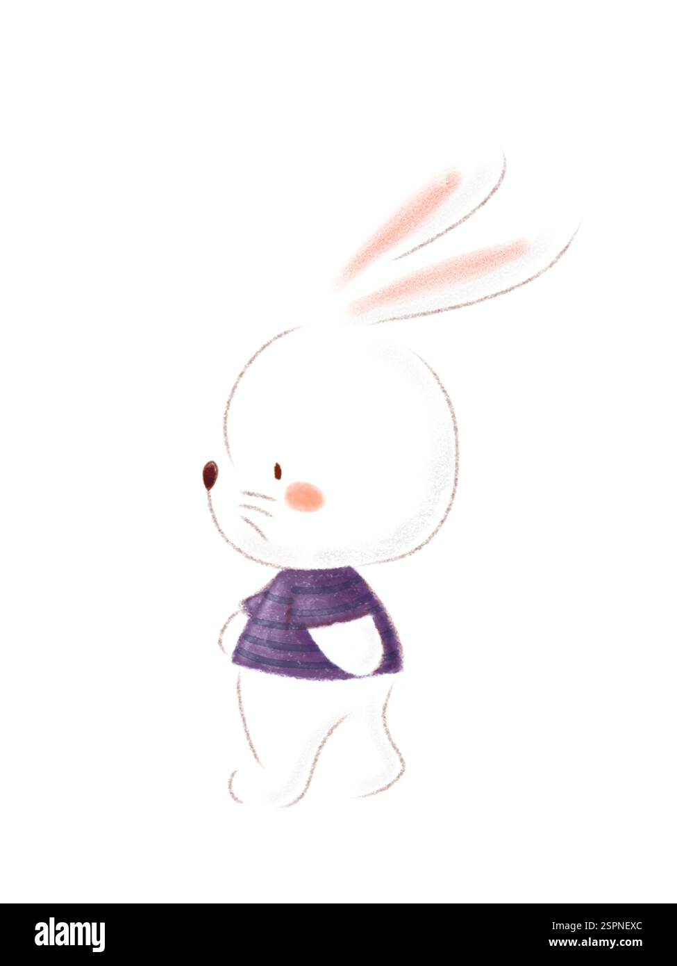 cute bunny is walking and wearing pretty clothes illustration isolated ...