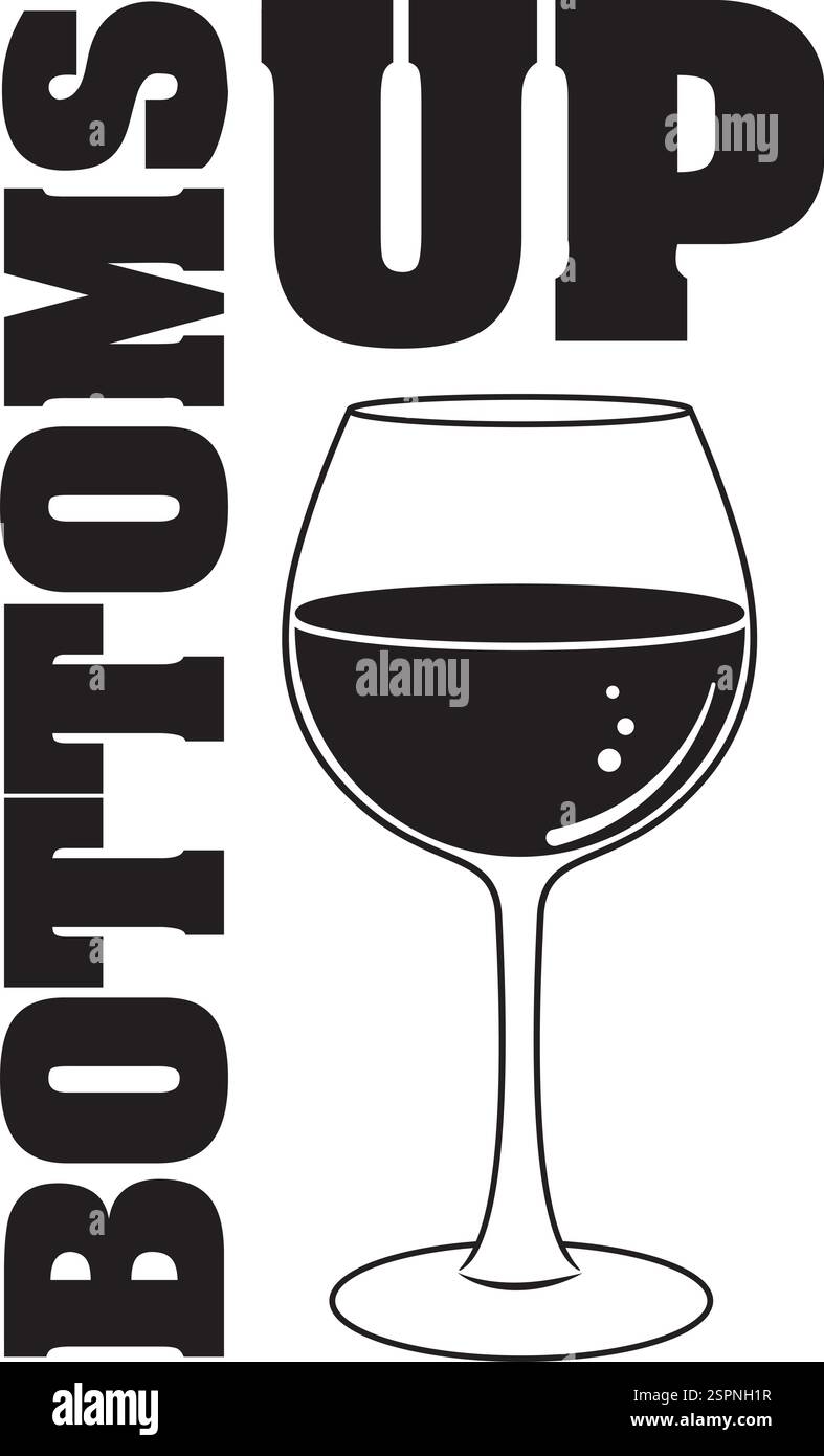 Bottom Up Wine Glass Digital EPS Vector File | High-Quality Wine-Themed ...