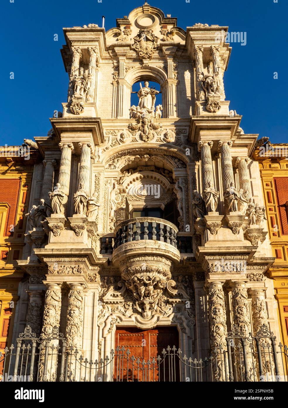 A detailed view of an ornate architectural facade featuring intricate ...