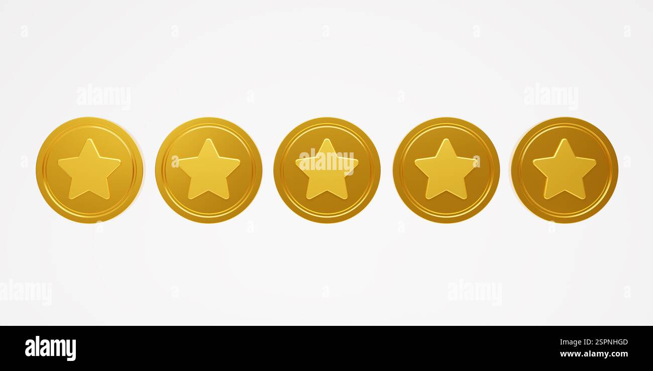 Gold coins with star sign. Award coins. Golden money set. Gold coins ...