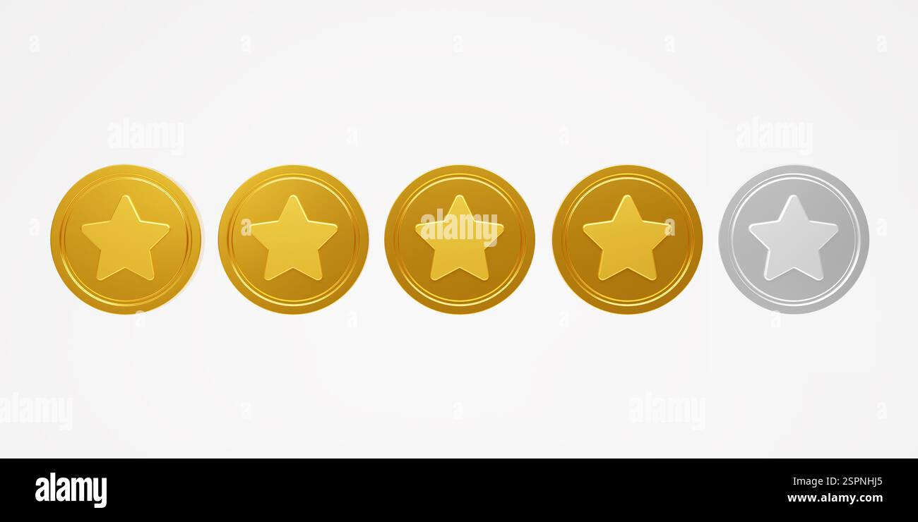 Gold coins with star sign. Award coins. Golden money set. Gold coins ...