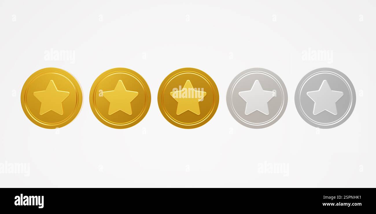 Gold coins with star sign. Award coins. Golden money set. Gold coins ...