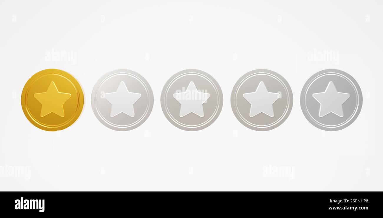 Gold coins with star sign. Award coins. Golden money set. Gold coins ...