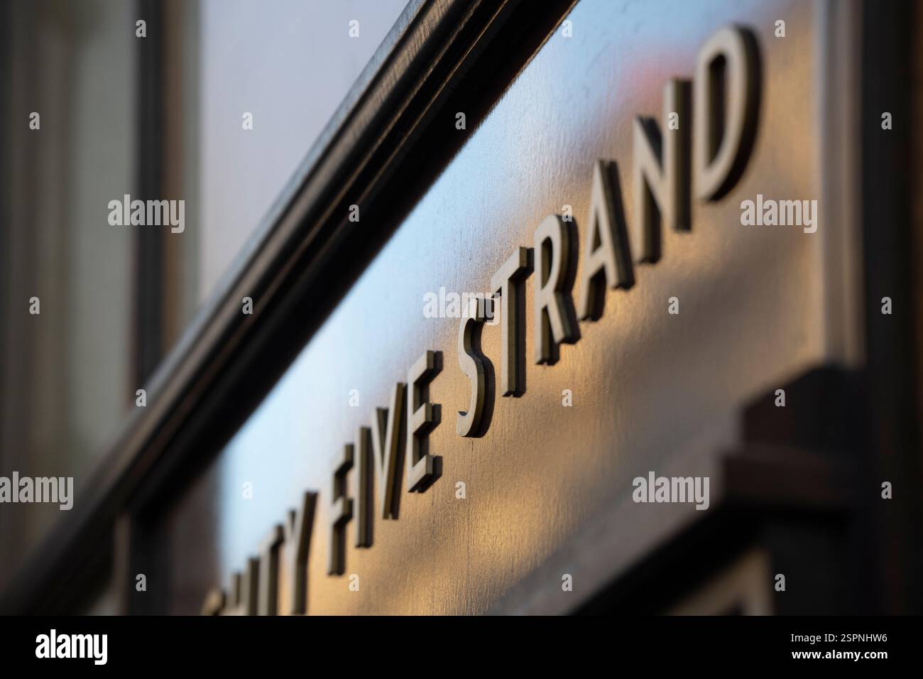 Eighty Five Strand sign, likely on a building in London, England Stock ...