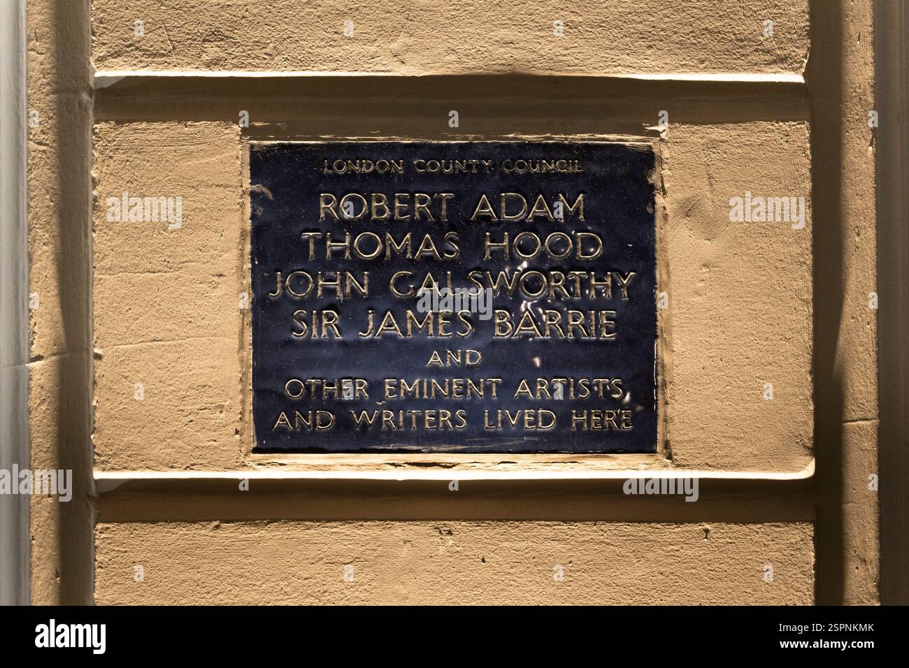 Plaque commemorating Robert Adam, Thomas Hood, John Galsworthy, Sir ...