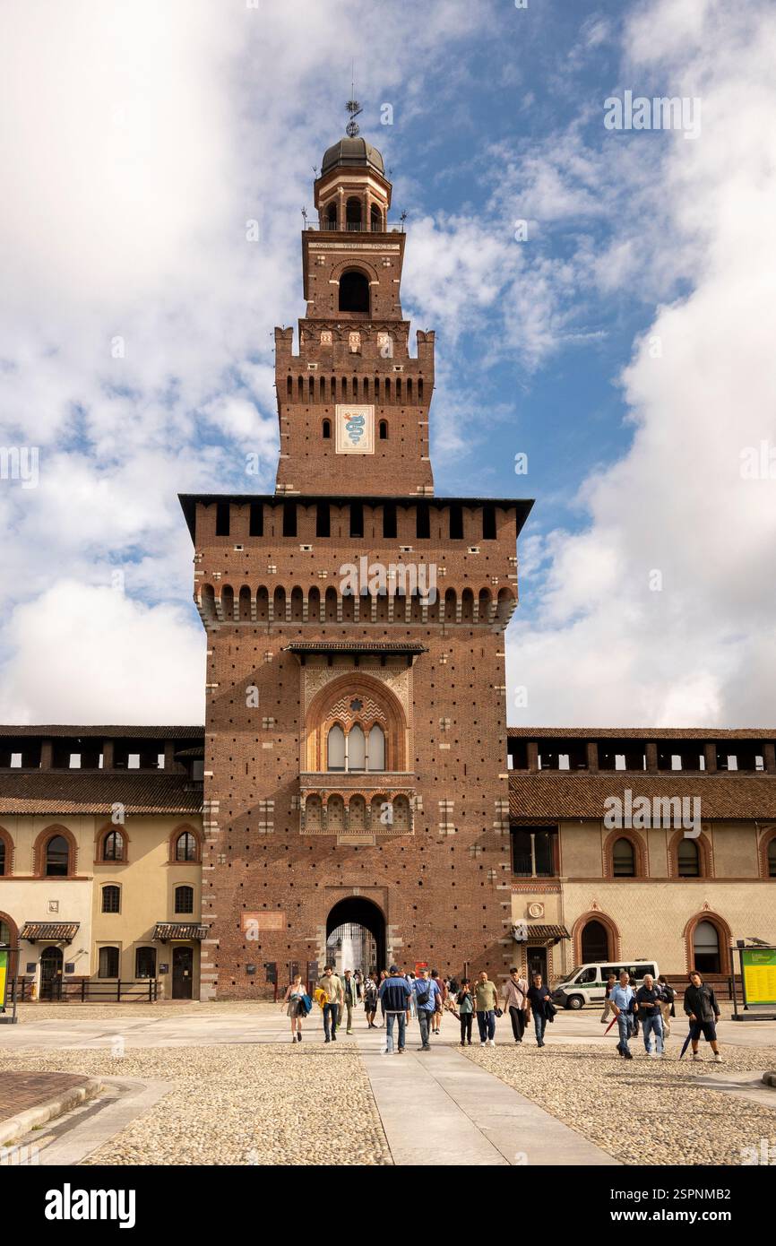 The Torre del Filarete at Sforzesco Castle, Milan, Italy Stock Photo ...