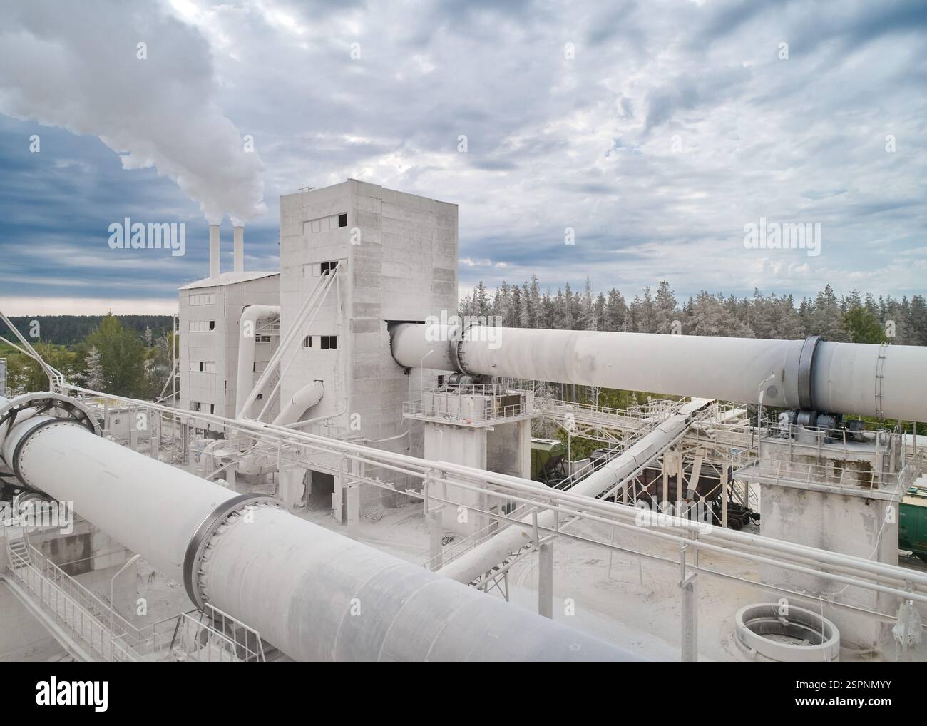 Long tubular rotary furnace for lime and clinker roasting Stock Photo ...