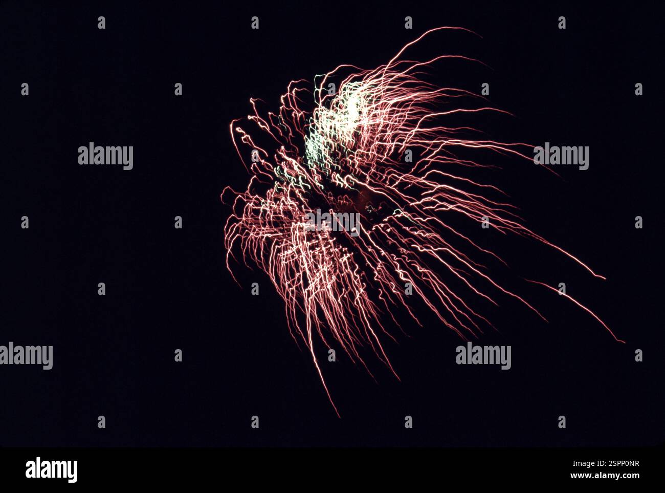 Long Beach CA USA July 4, 1982. Beautiful fireworks display in the Long ...