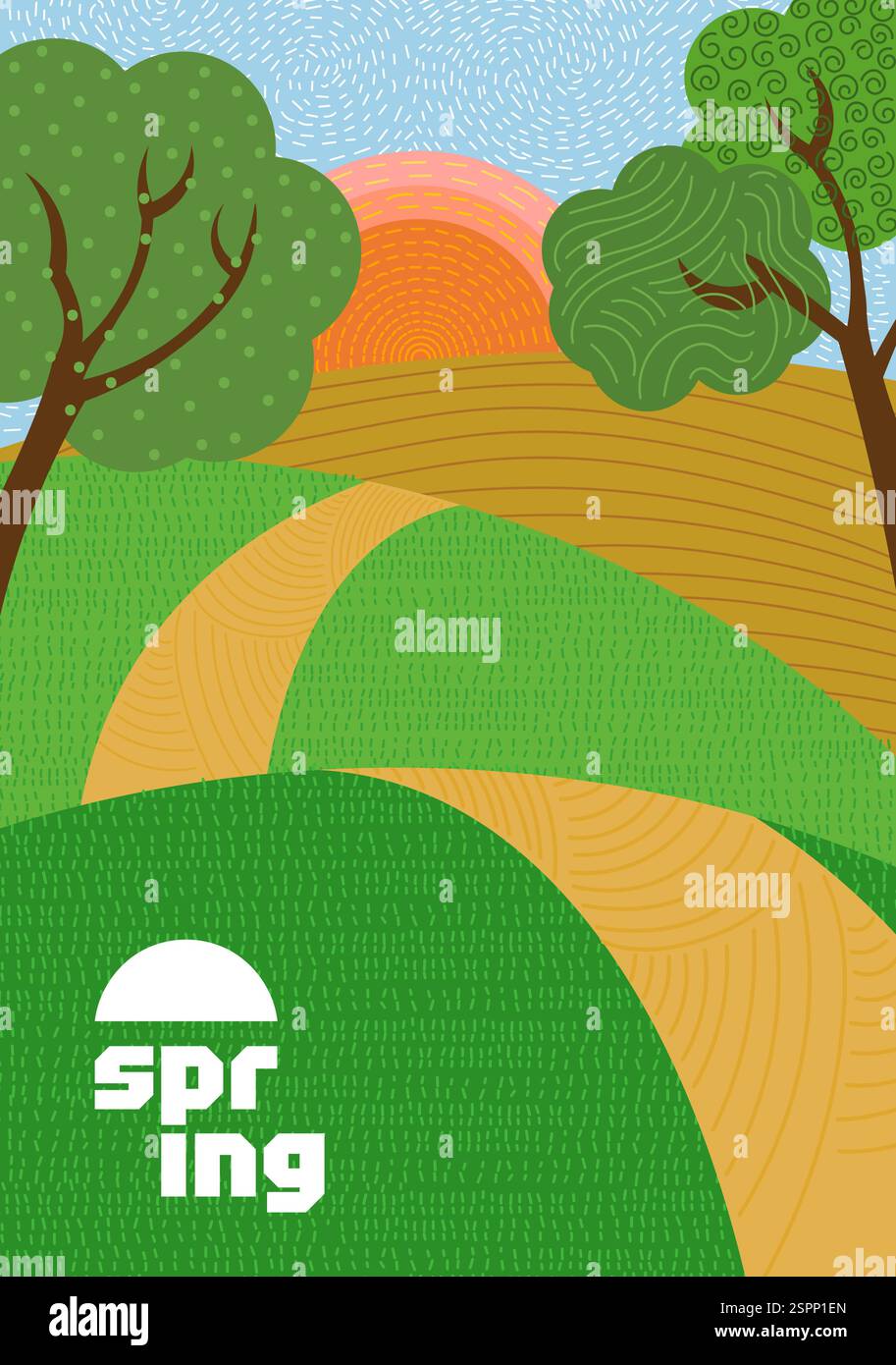 Lush green valley view Stock Vector Images - Alamy