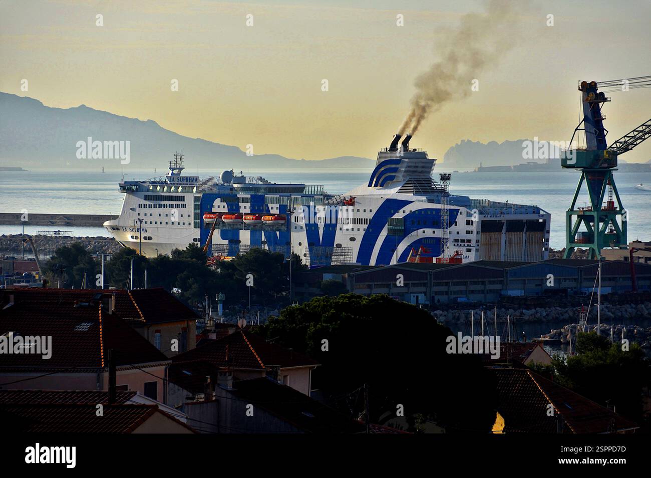 The Passenger Ro-Ro Cargo Ship GNV La Suprema is docked in the French ...