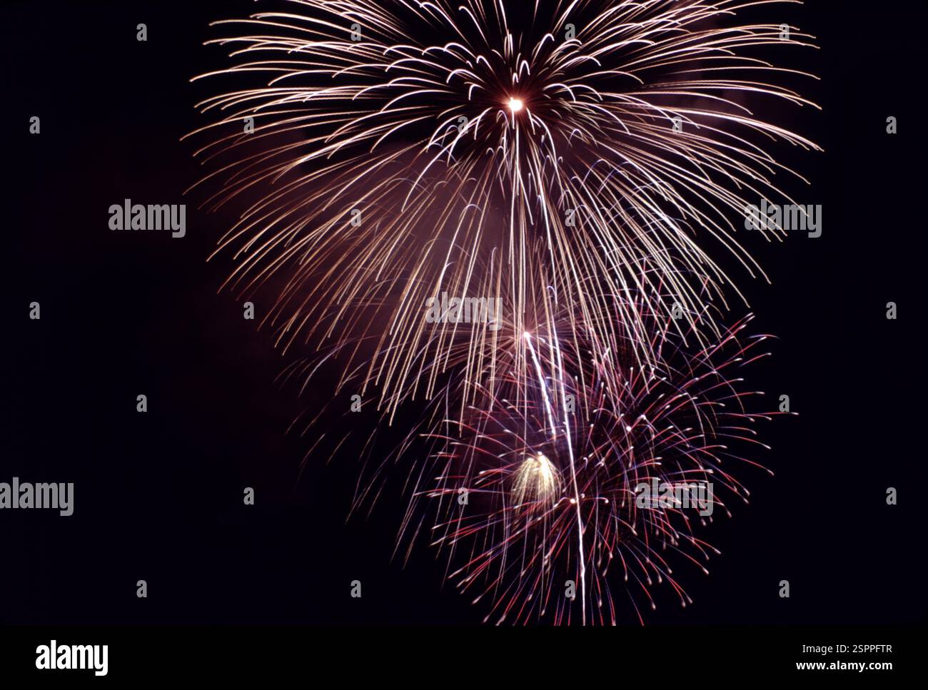 Long Beach CA USA July 4, 1982. Beautiful fireworks display in the Long ...
