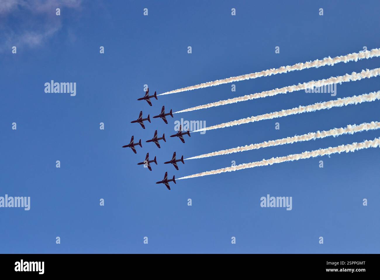 RAF Red Arrows Aerobatic Team practice over RAF Waddington Stock Photo ...