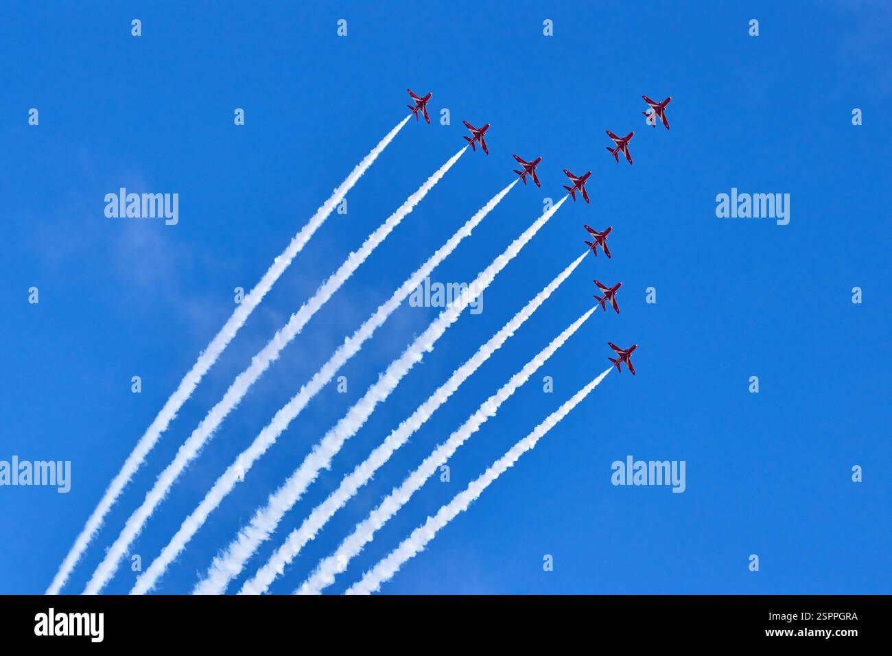 RAF Red Arrows Aerobatic Team practice over RAF Waddington Stock Photo ...