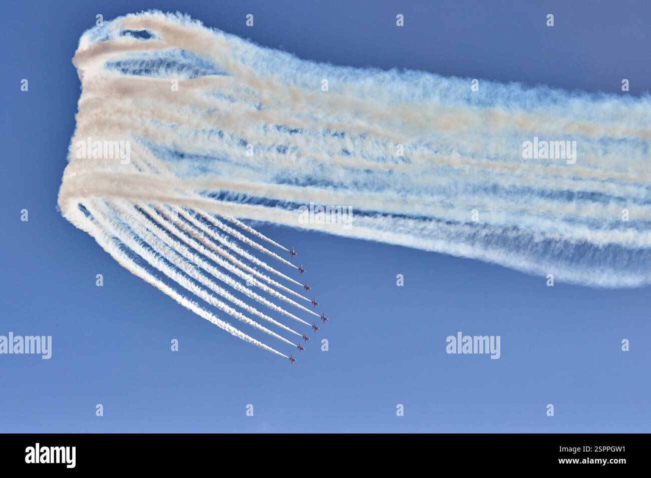 RAF Red Arrows Aerobatic Team practice over RAF Waddington Stock Photo ...