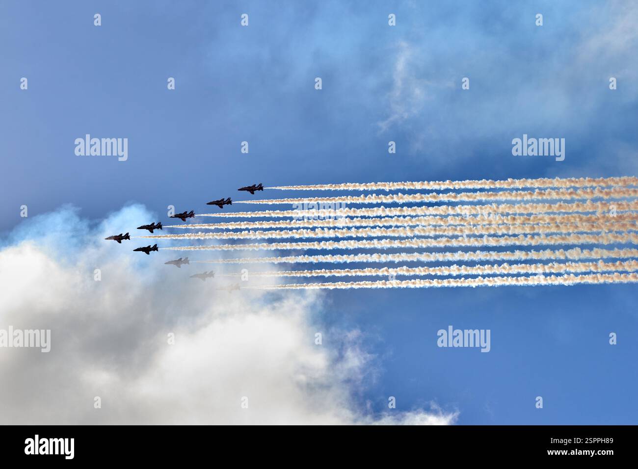 RAF Red Arrows Aerobatic Team practice over RAF Waddington Stock Photo ...