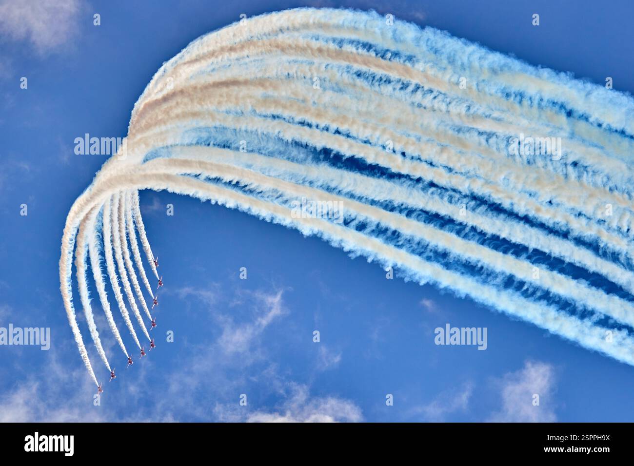 RAF Red Arrows Aerobatic Team practice over RAF Waddington Stock Photo ...