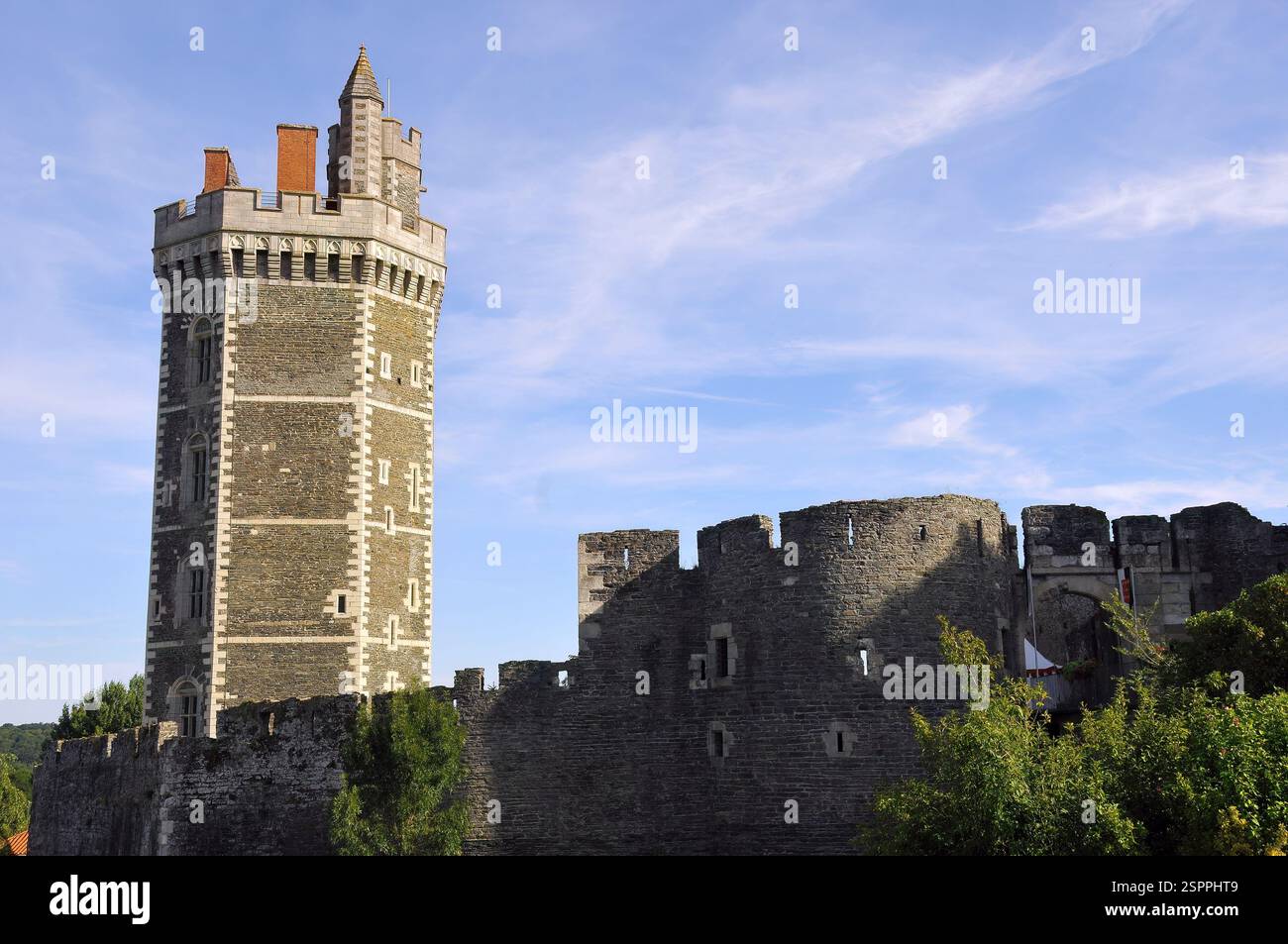 The 14th century tower of the Château d'Oudon, Oudon, France, Europe ...
