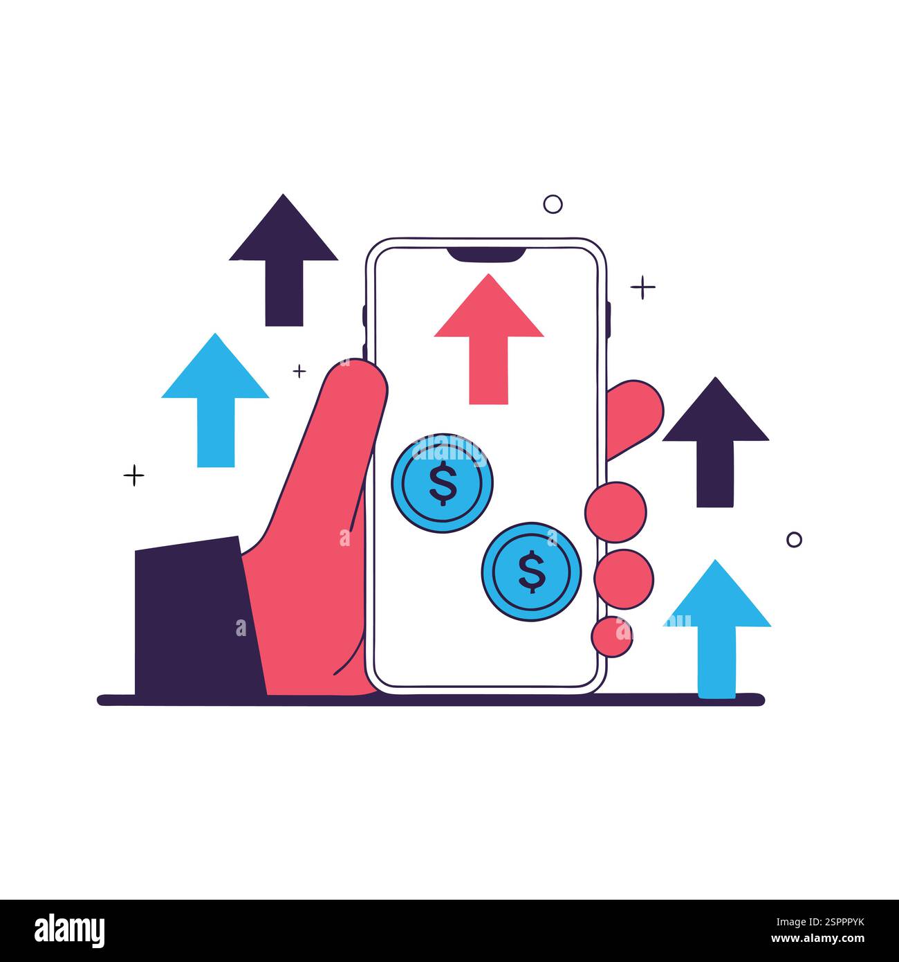 Mobile Finance Growth – Digital Money Investment Concept Illustration ...