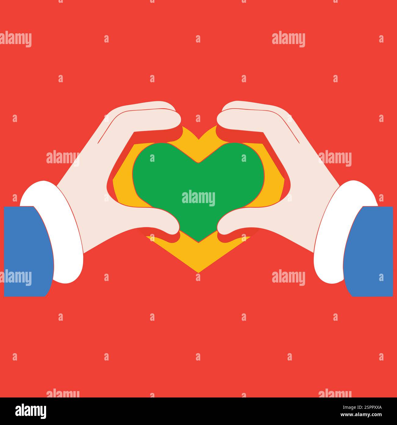 Minimalist Flat Illustration of Hands Forming a Heart – Love and Unity ...