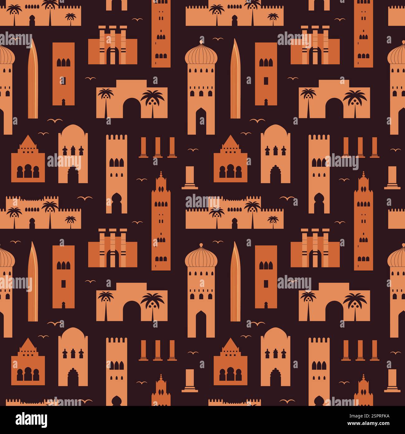 Morocco Travel Pattern with Architecture Monuments Stock Vector Image ...