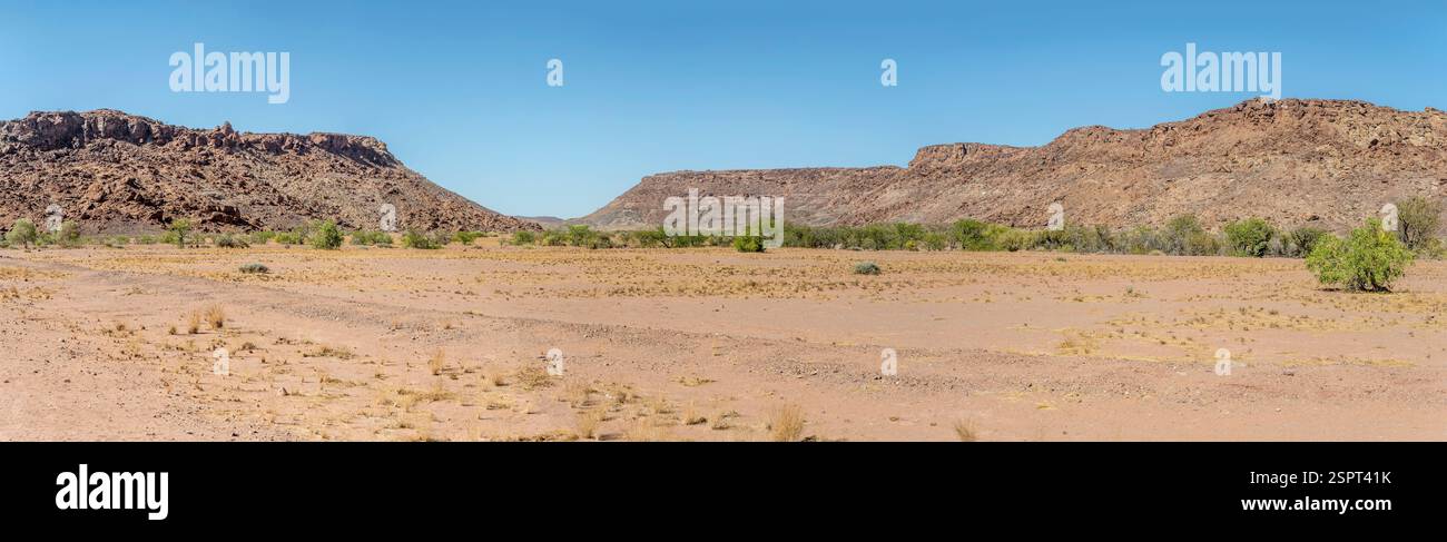 landscape with valley between table mountain slopes, shot in bright ...