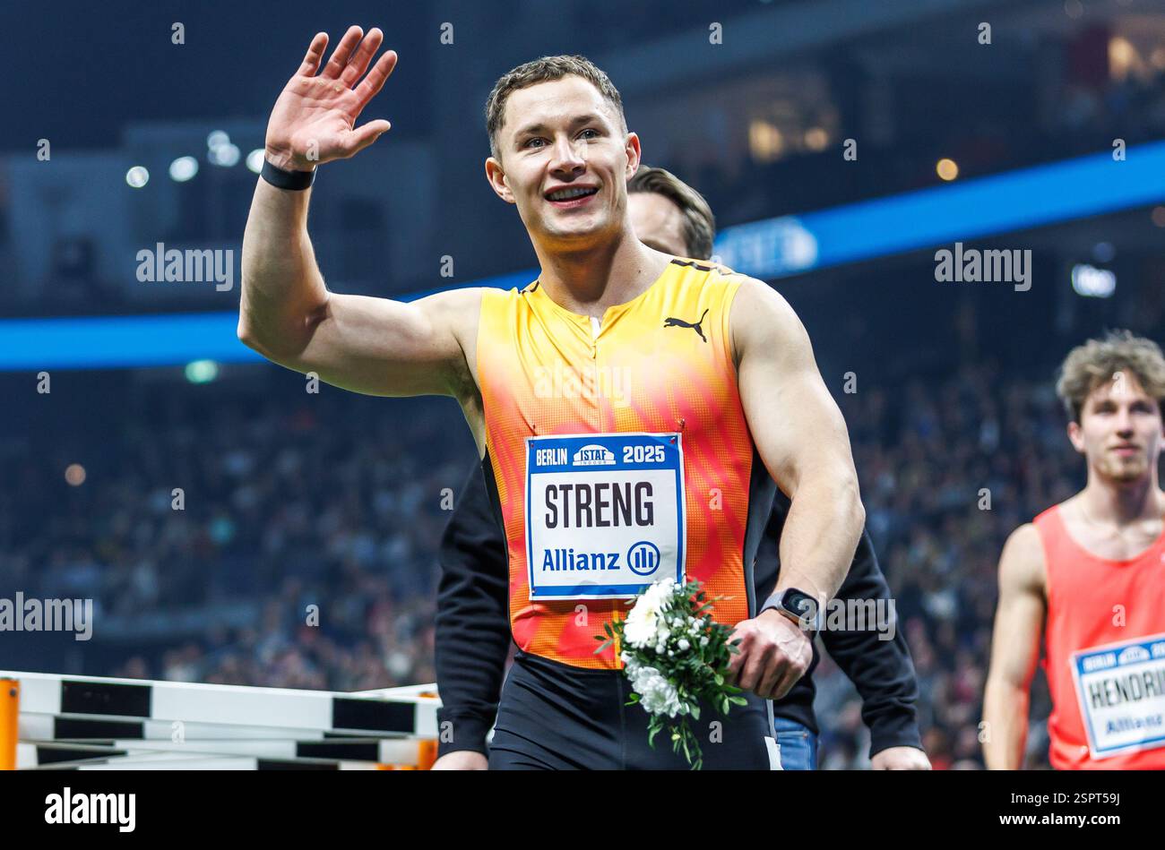14 February 2025, Berlin: Athletics/indoor: Meeting, decision, 60m, men ...