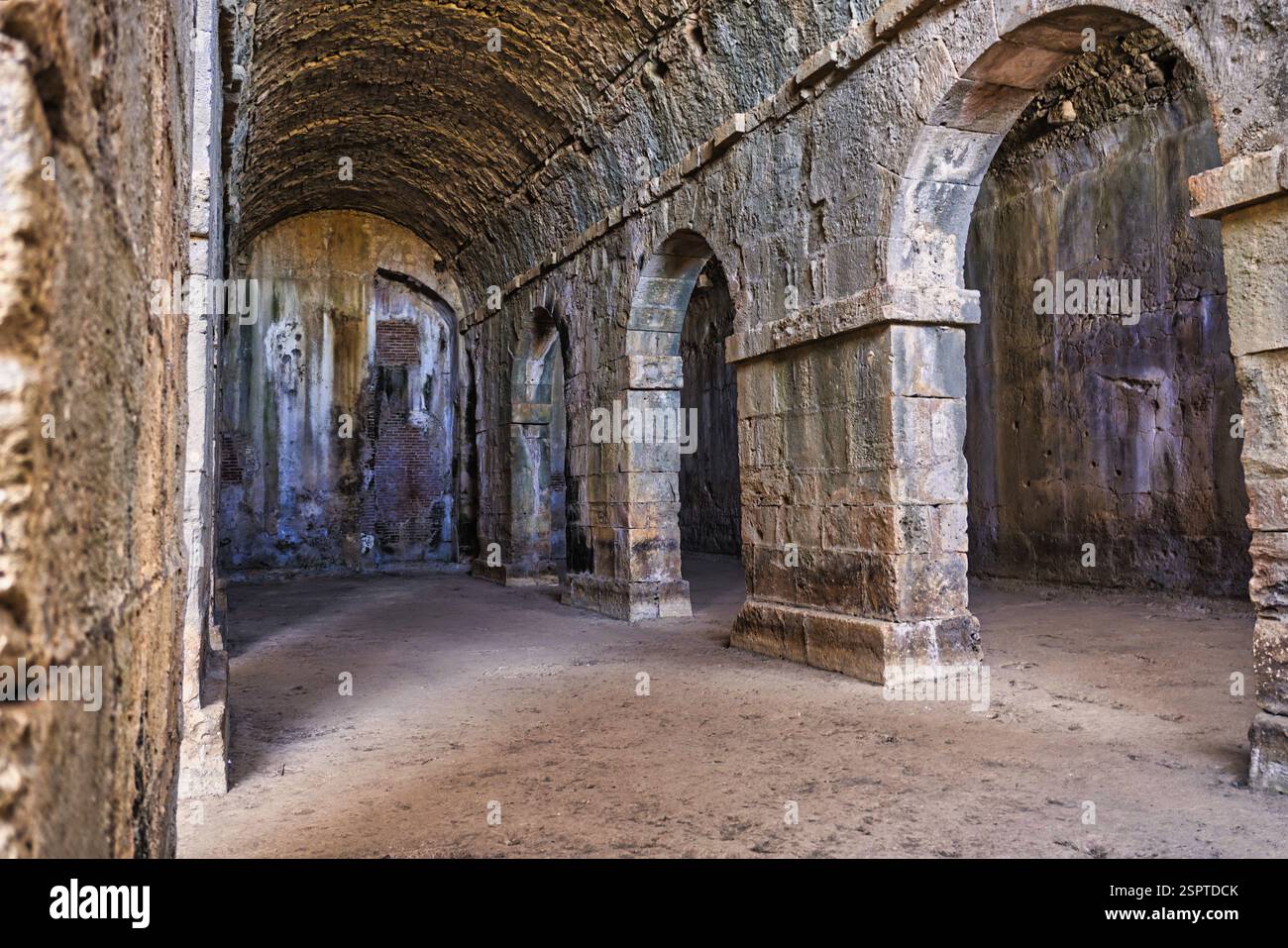 the interior of ancient Roman Cisterns of Aptera in which water was ...