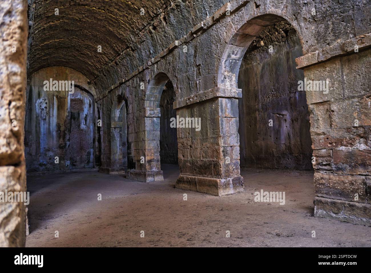 the interior of ancient Roman Cisterns of Aptera in which water was ...