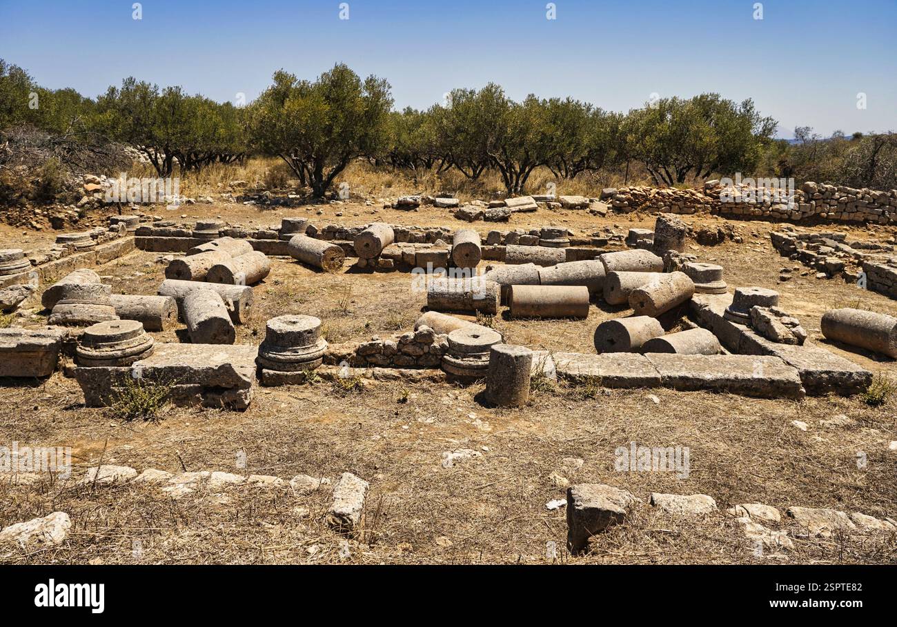 Landscape with ruins of Ancient Roman city Aptera on the island of ...