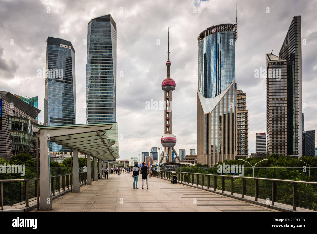 Shanghai, China - September 25, 2018: Pedestrian walkway leading to the ...