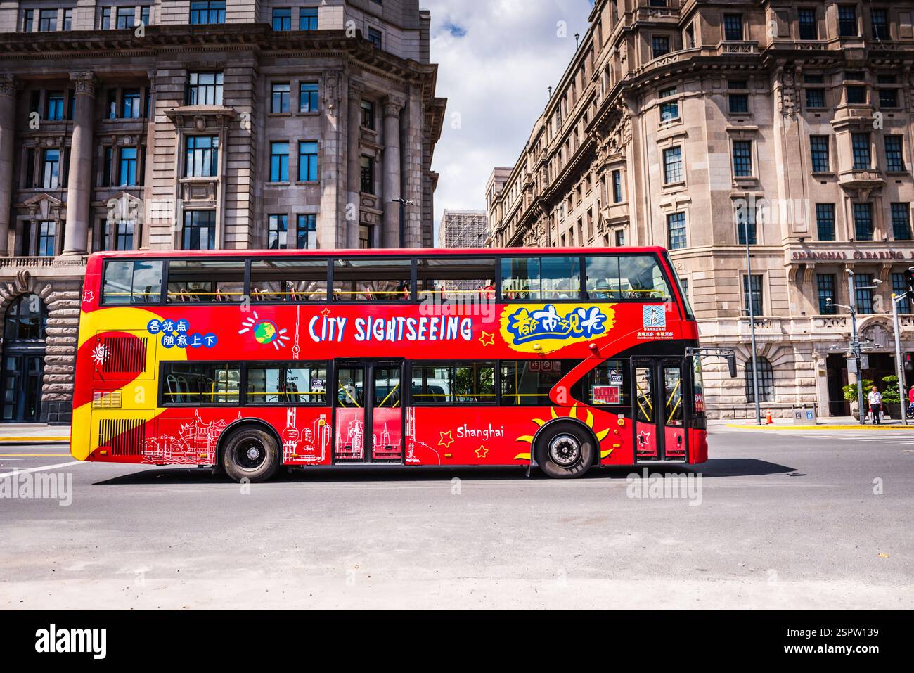 Shanghai, China - September 26, 2018: Red City Sightseeing bus at a ...