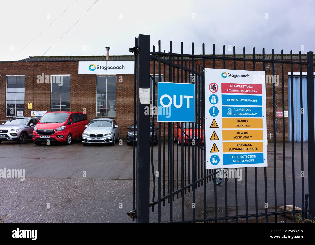 Information by the exit gate from the Stagecoach bus depot in Corby Old ...