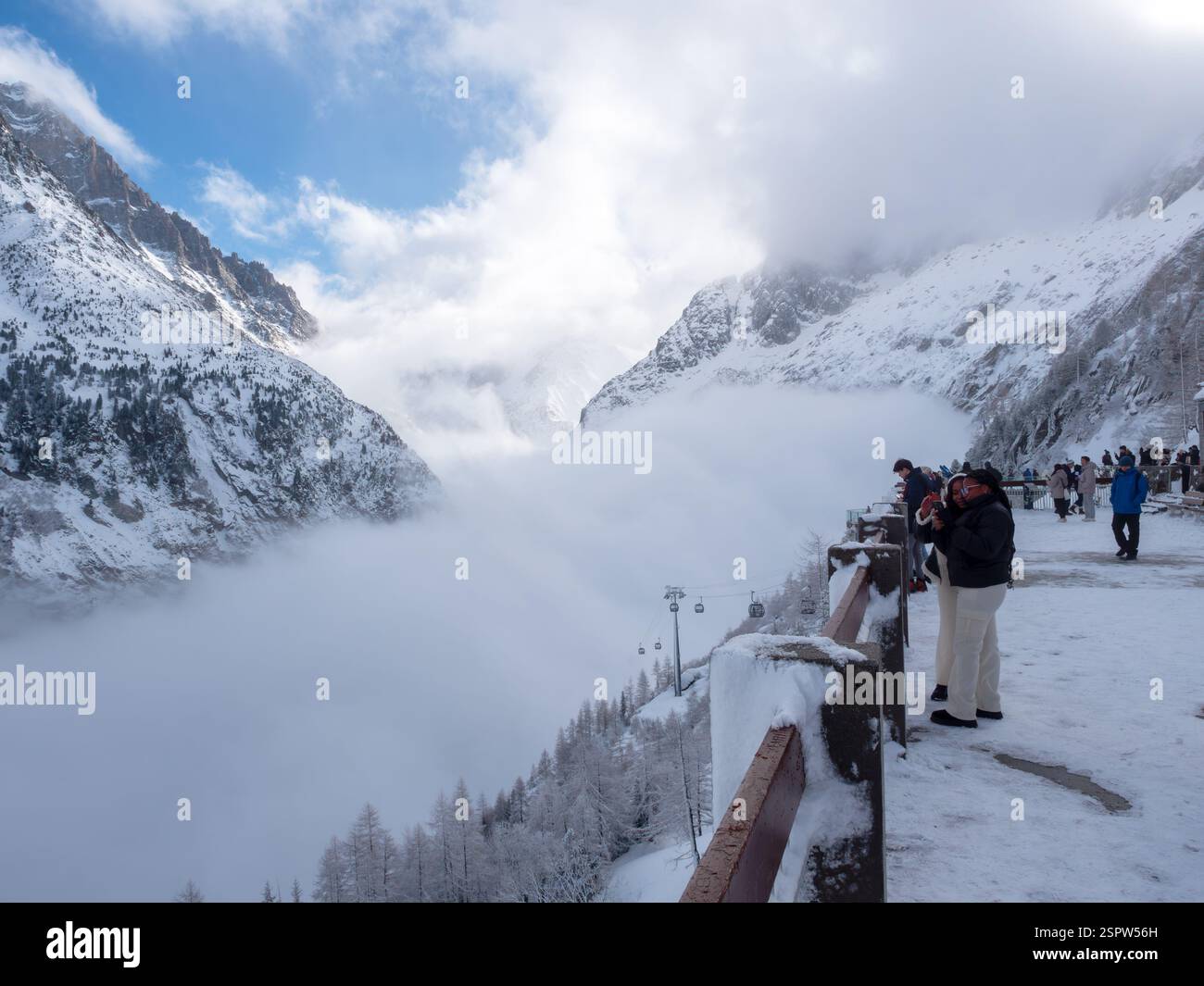 Montenvers, France January 21, 2025. View of the mountain range in ...