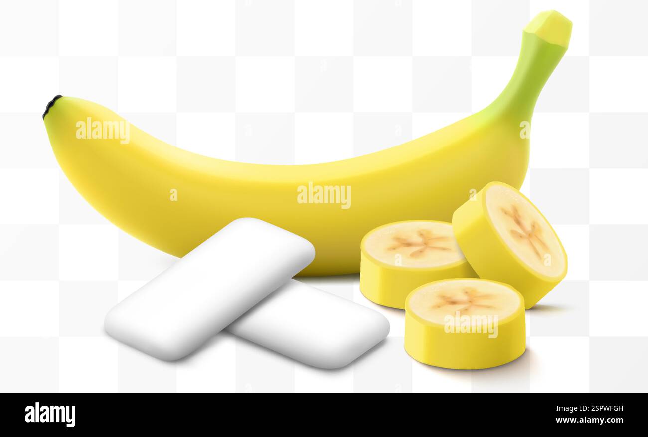 Bubble gum with an banana flavor. Pads of bubble gum spearmint for ...