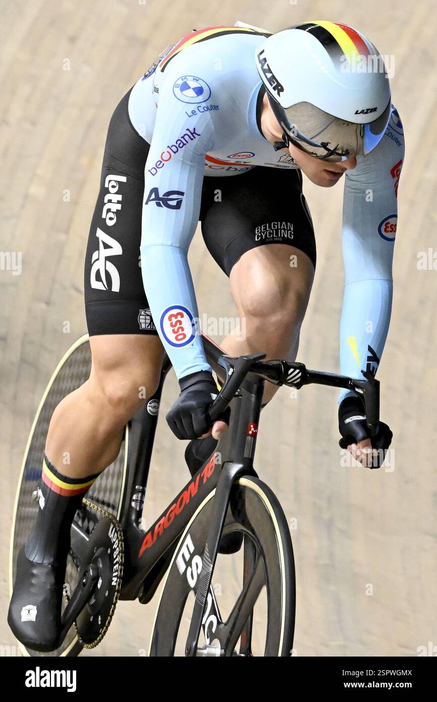 Heusden Zolder, Belgium. 14th Feb, 2025. Belgian Tuur Dens pictured in ...