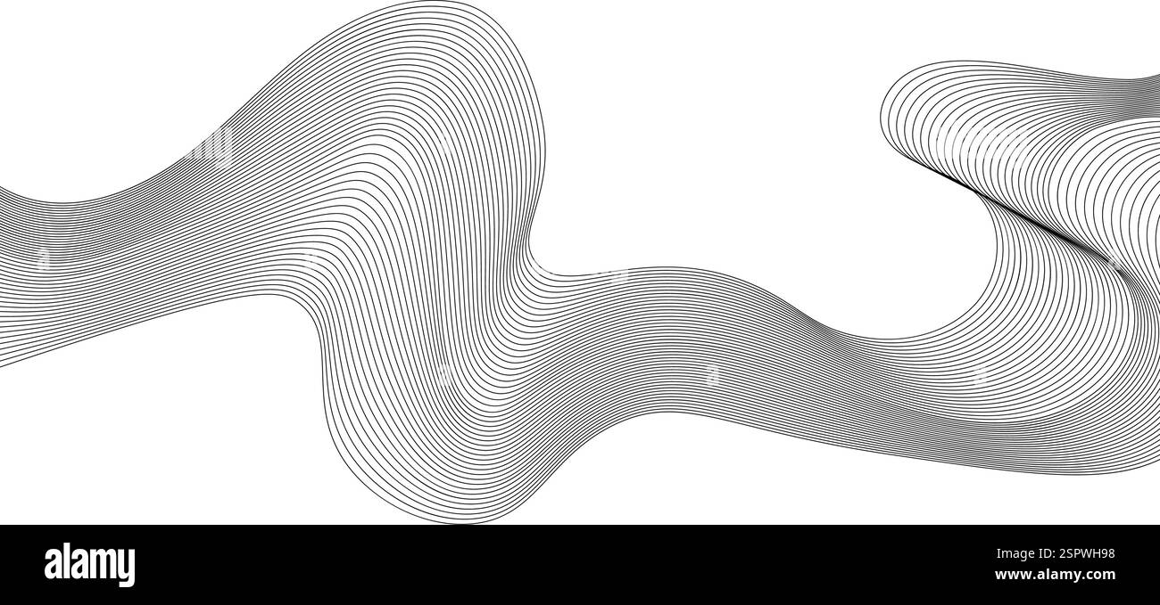 Black and white wavy line pattern. Vector illustration Stock Vector ...