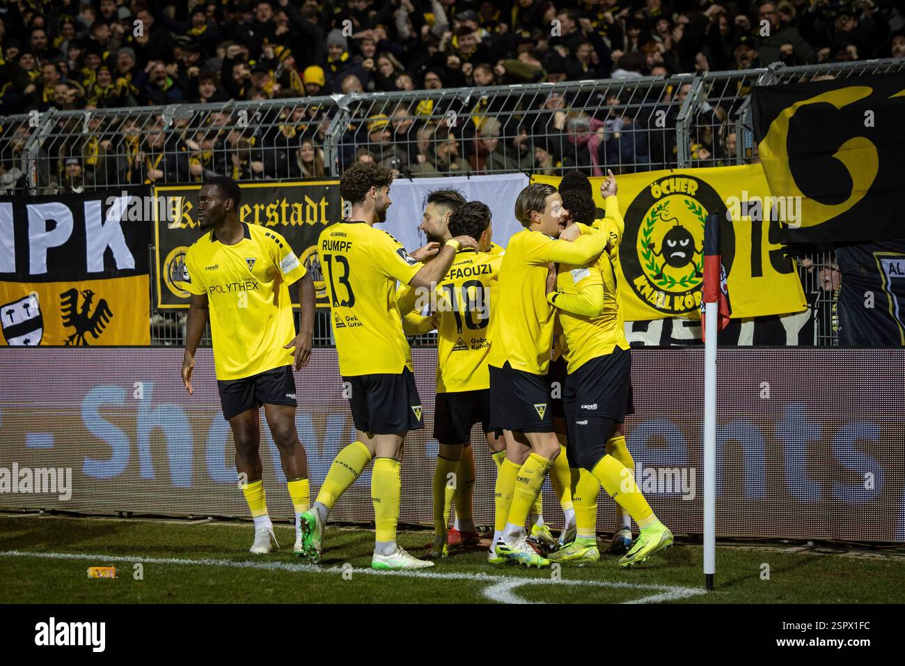 Jubel zum 0:1 durch Kevin Goden (Alemannia Aachen, 11) ; K?ln, 14.02.2025, 24. Spieltag der 3 ...