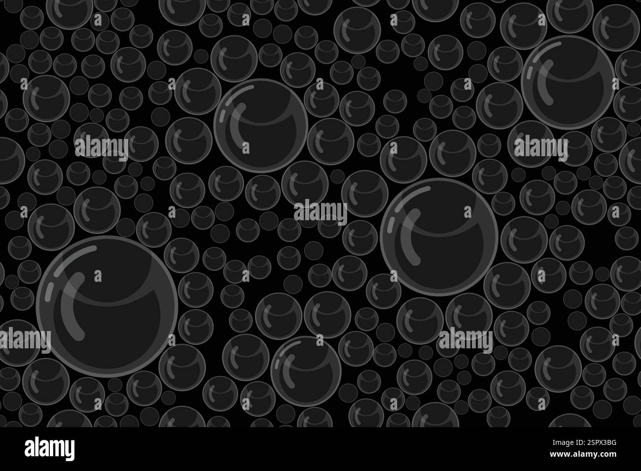 Transparent bubbles of different sizes on black background, seamless ...