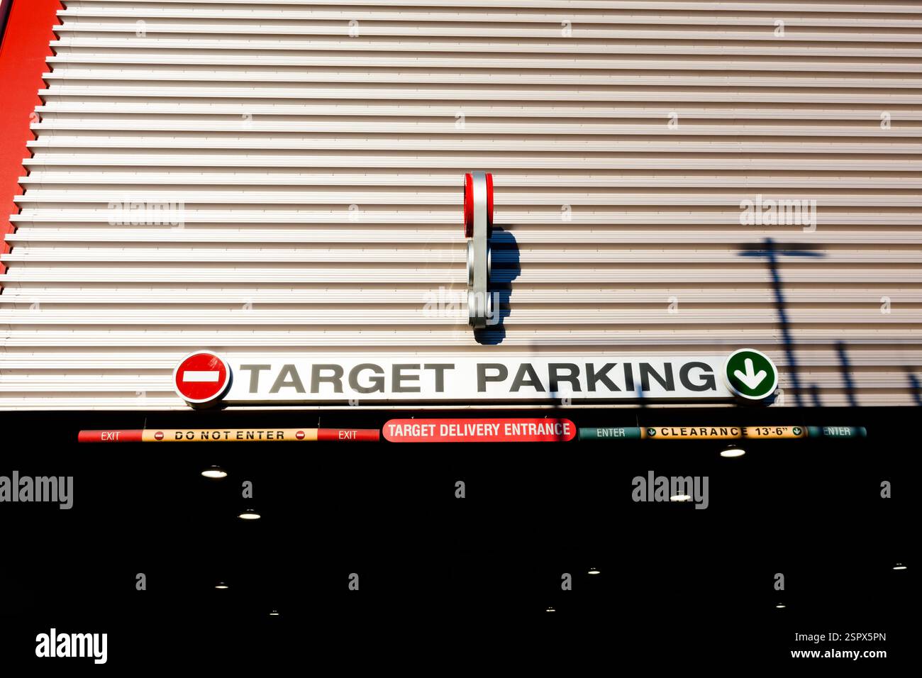 Target parking sign at Target store parking garage entrance ...