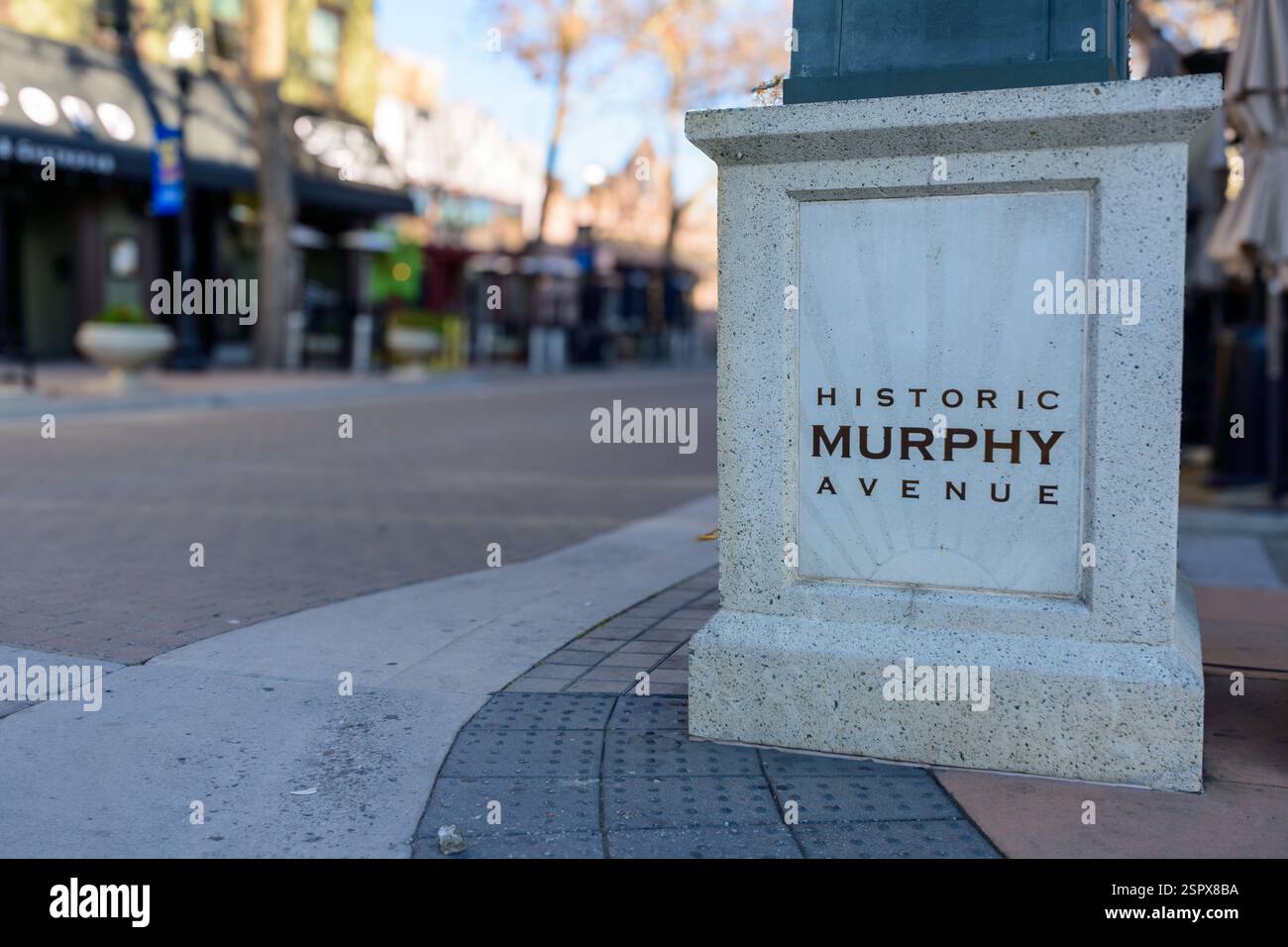 Historic Murphy Avenue concrete marker sign marks the entrance to ...