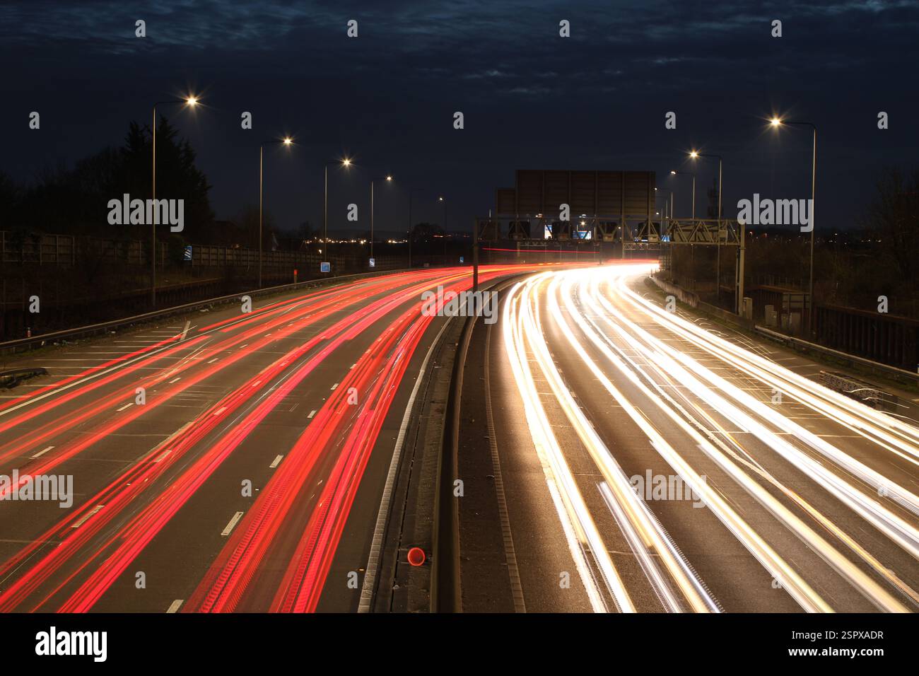 Heavy Traffic Light Trails on the M25 London Orbital Motorway By ...
