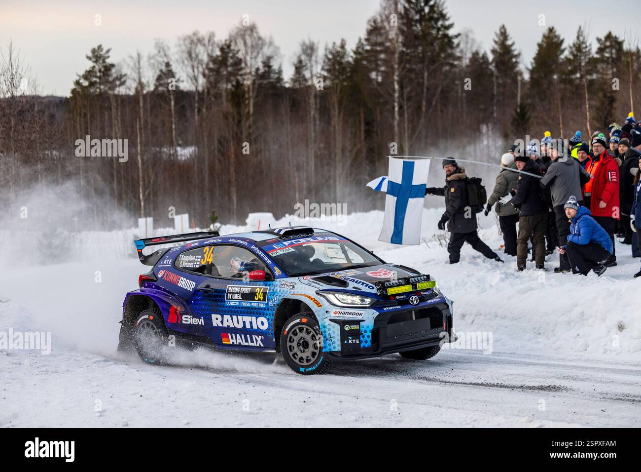 34 Tuukka KAUPPINEN, Sebastian VIRTANEN, Toyota Yaris Rally2, action ...