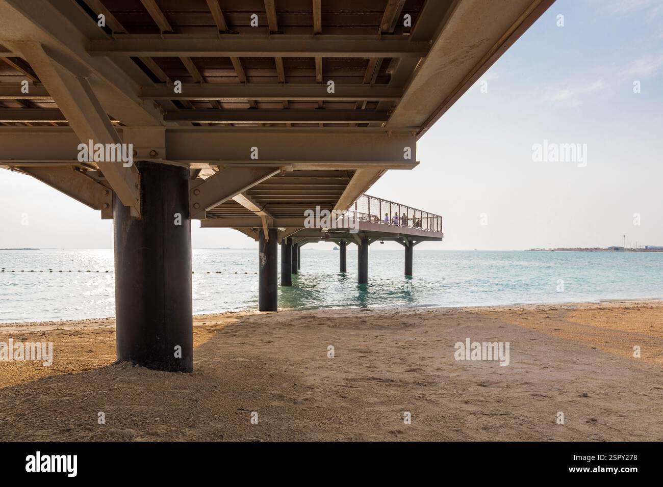 Viewpoint, walking bridge at the Hudayriyat beach Stock Photo - Alamy