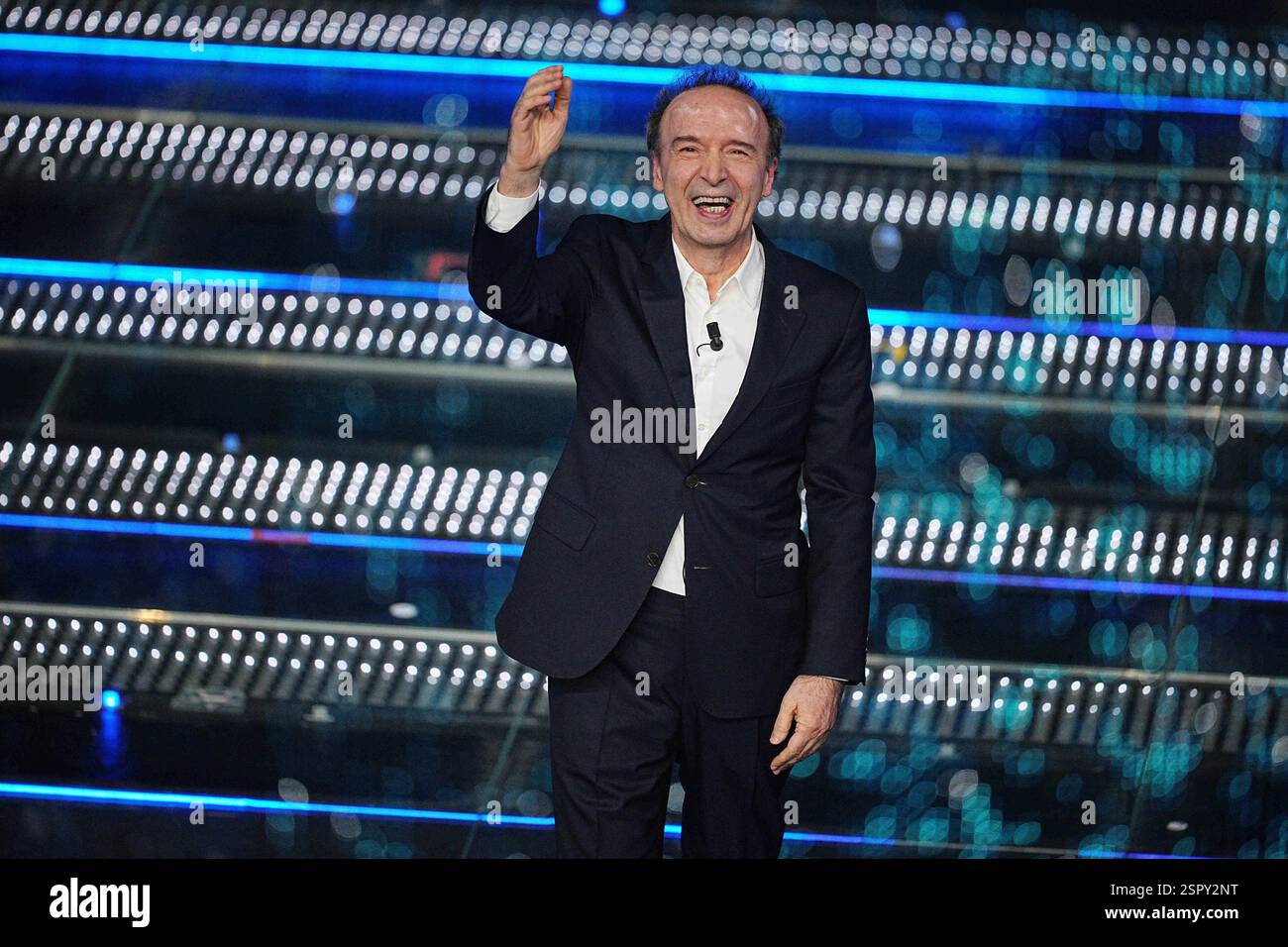 Sanremo, Italia. 14th Feb, 2025. Roberto Benigni during the fourth ...